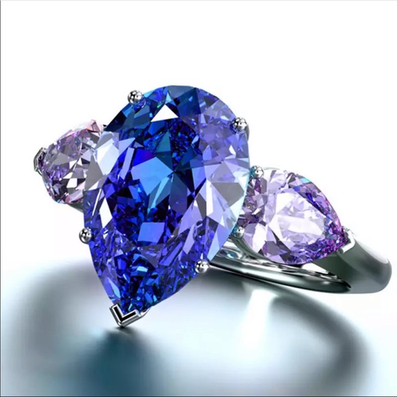 Jewelry | Nwt Drop Women Ring With Bright Blue Purple Stone | Poshmark
